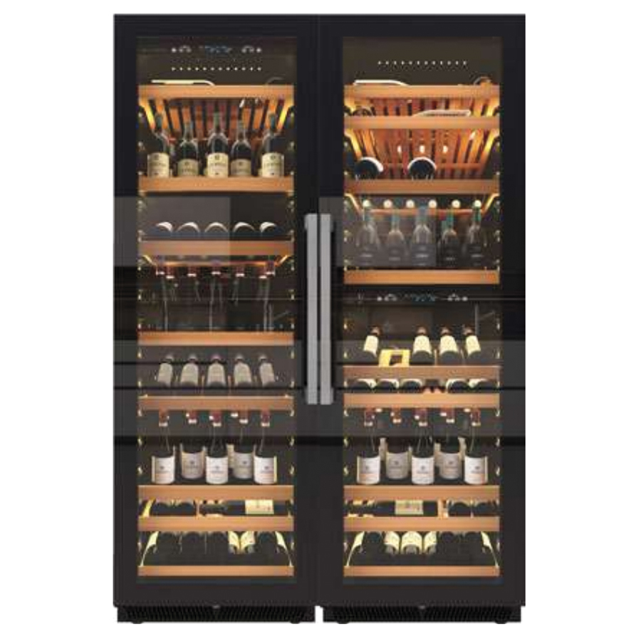 CANTINA VINI 3 TEMPERATURE 300 BOTTIGLIE CLASSE G PORTA FULL GLASS CON MANIGLIA INOX Cantine vini